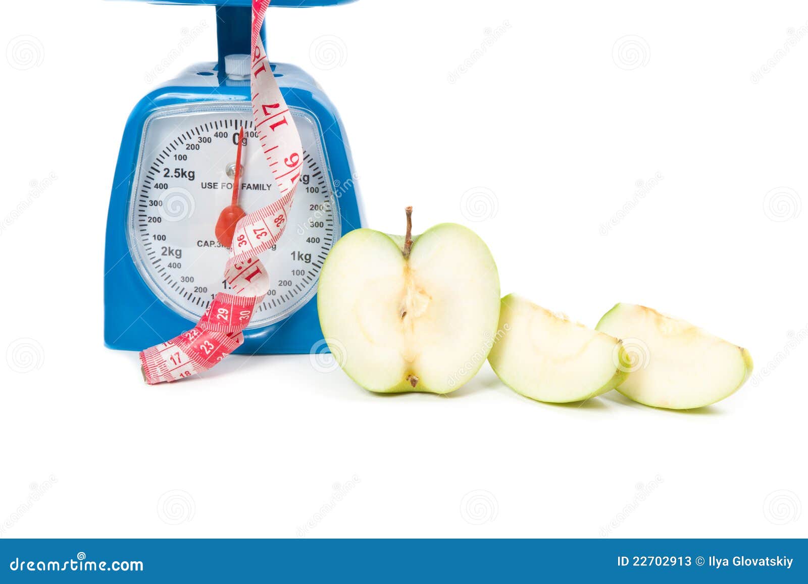 Picture of Scale with Apple and Measure Tape Stock Image - Image of ...