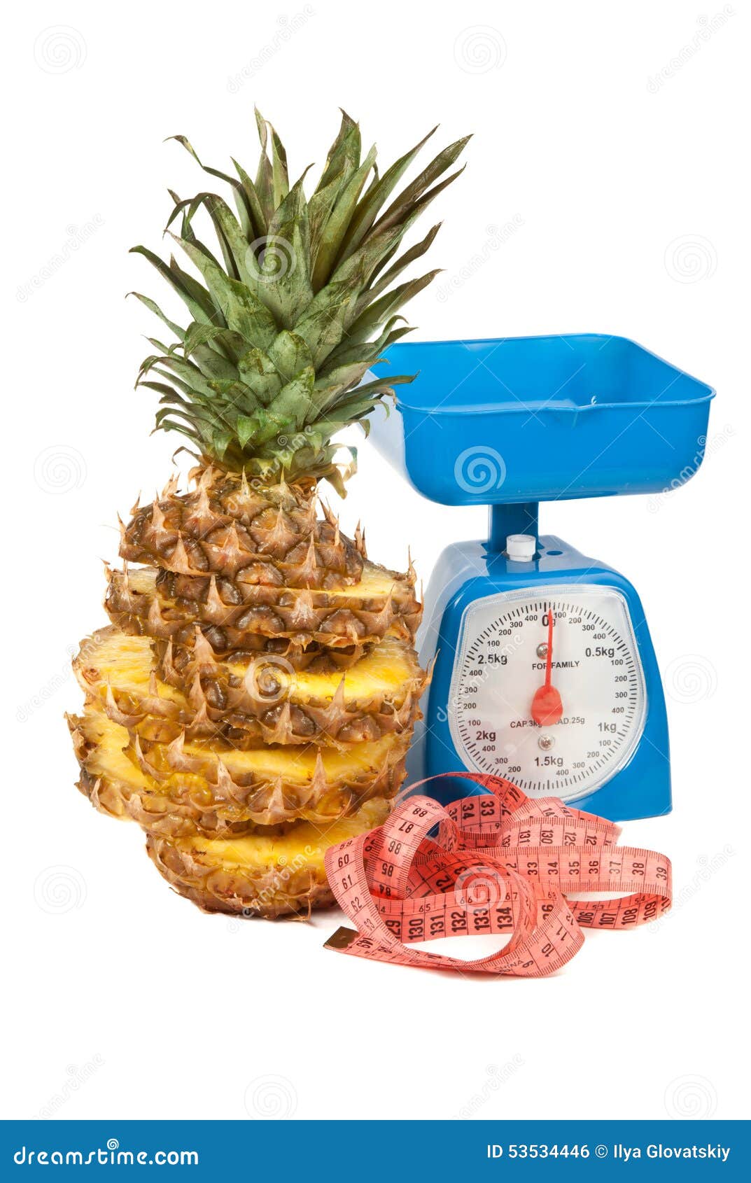 Picture of Scale with Pineapple Stock Photo - Image of green ...