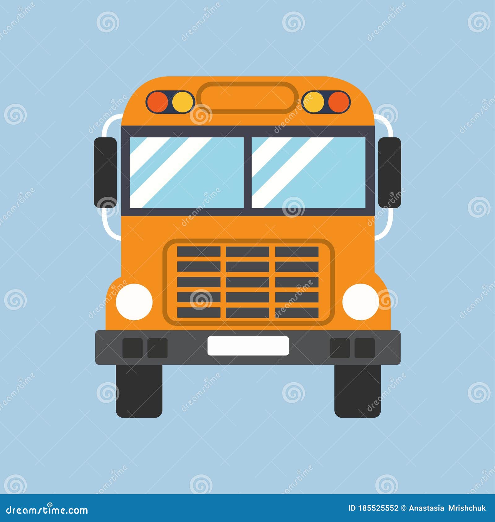 Picture of a School Bus on a Blue Background. Vector Illustration Stock ...