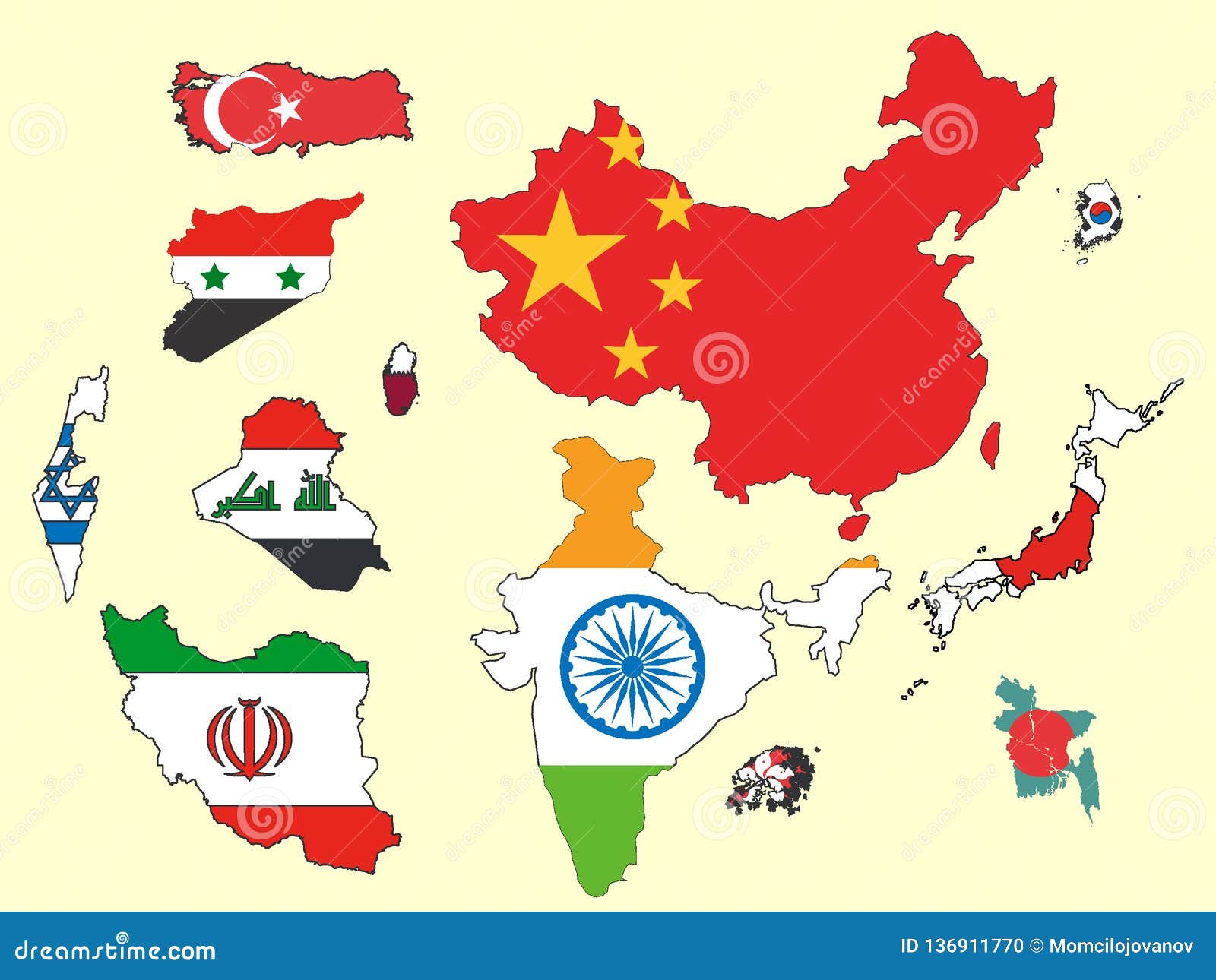 Asia Map With Country Flags - United States Map
