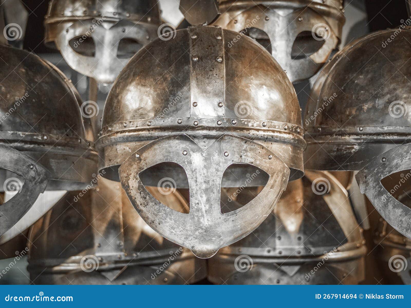 A Picture of Several Old Viking Helmets Stock Photo - Image of helmet ...