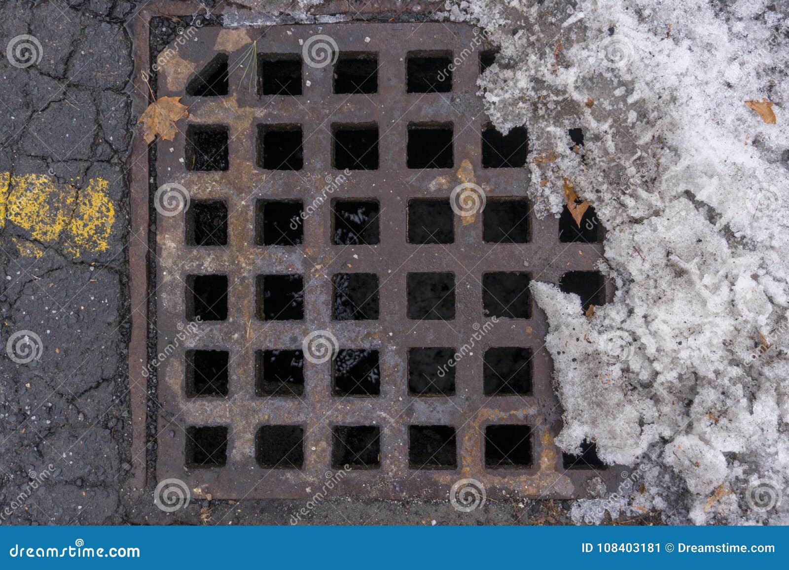 Drainage Pipe during the Winter Thaw Stock Image - Image of snow ...