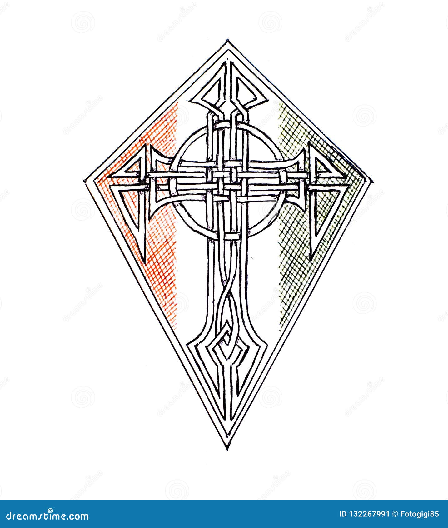 Picture of a Shield Depicting the Christian Cross. Ornate Pattern ...