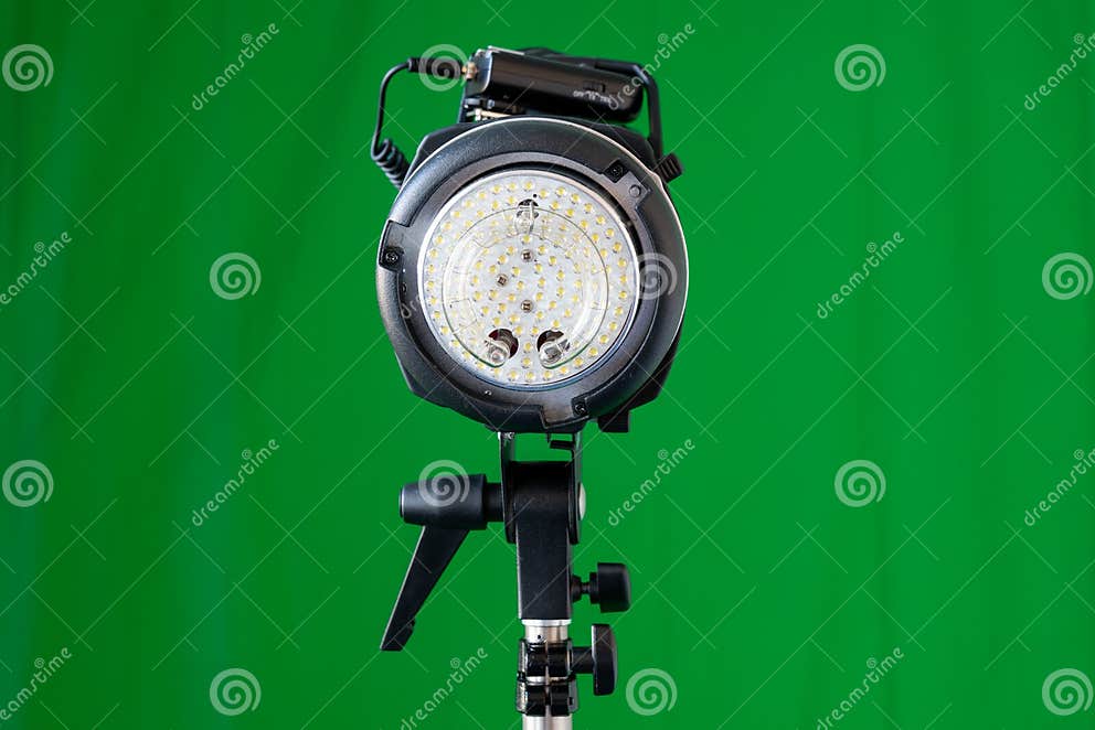 Flash Light in Front of a Green Screen Stock Image - Image of room ...