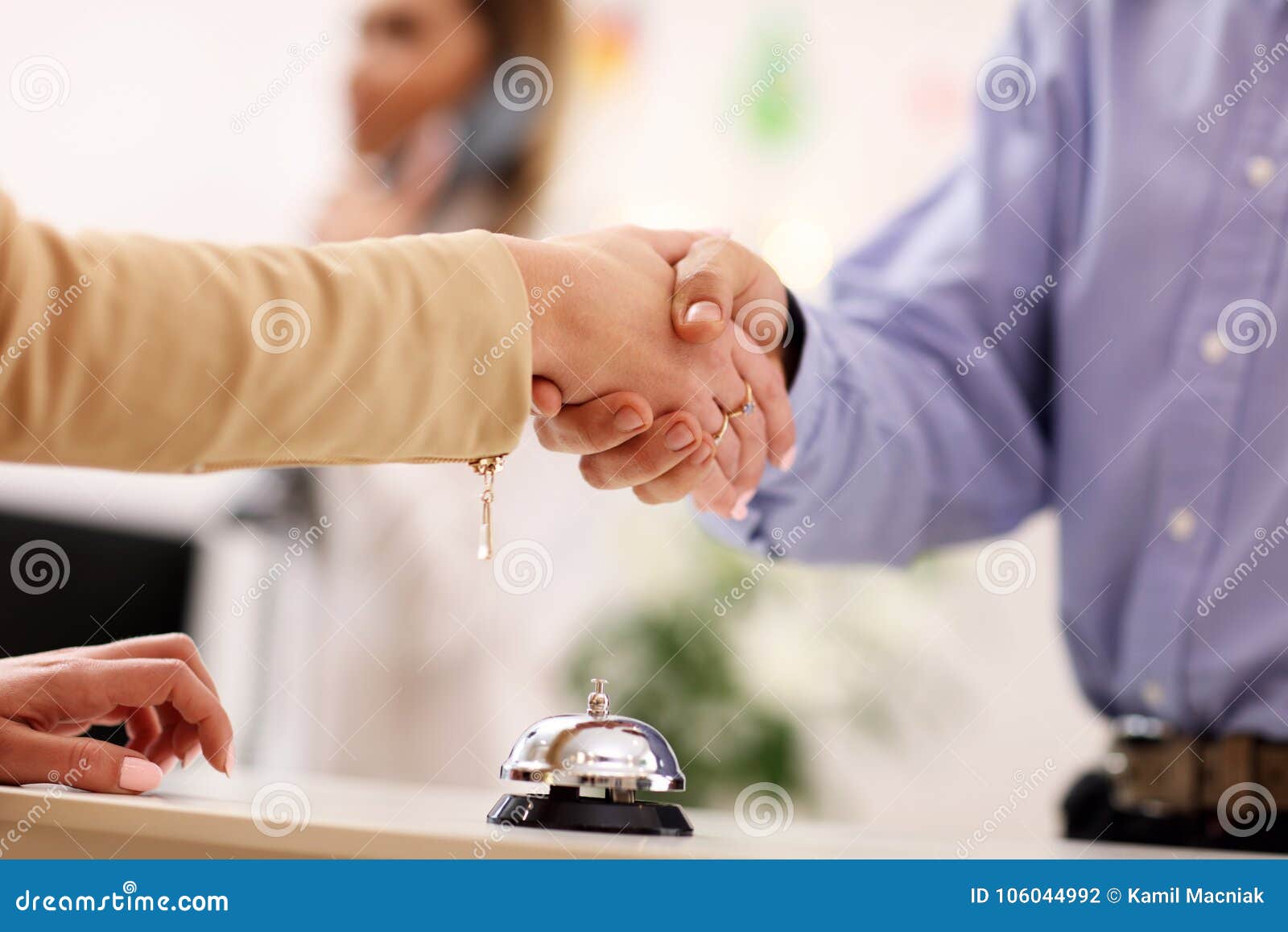 Handshake in Hotel Reception Stock Photo - Image of work, couple: 106044992