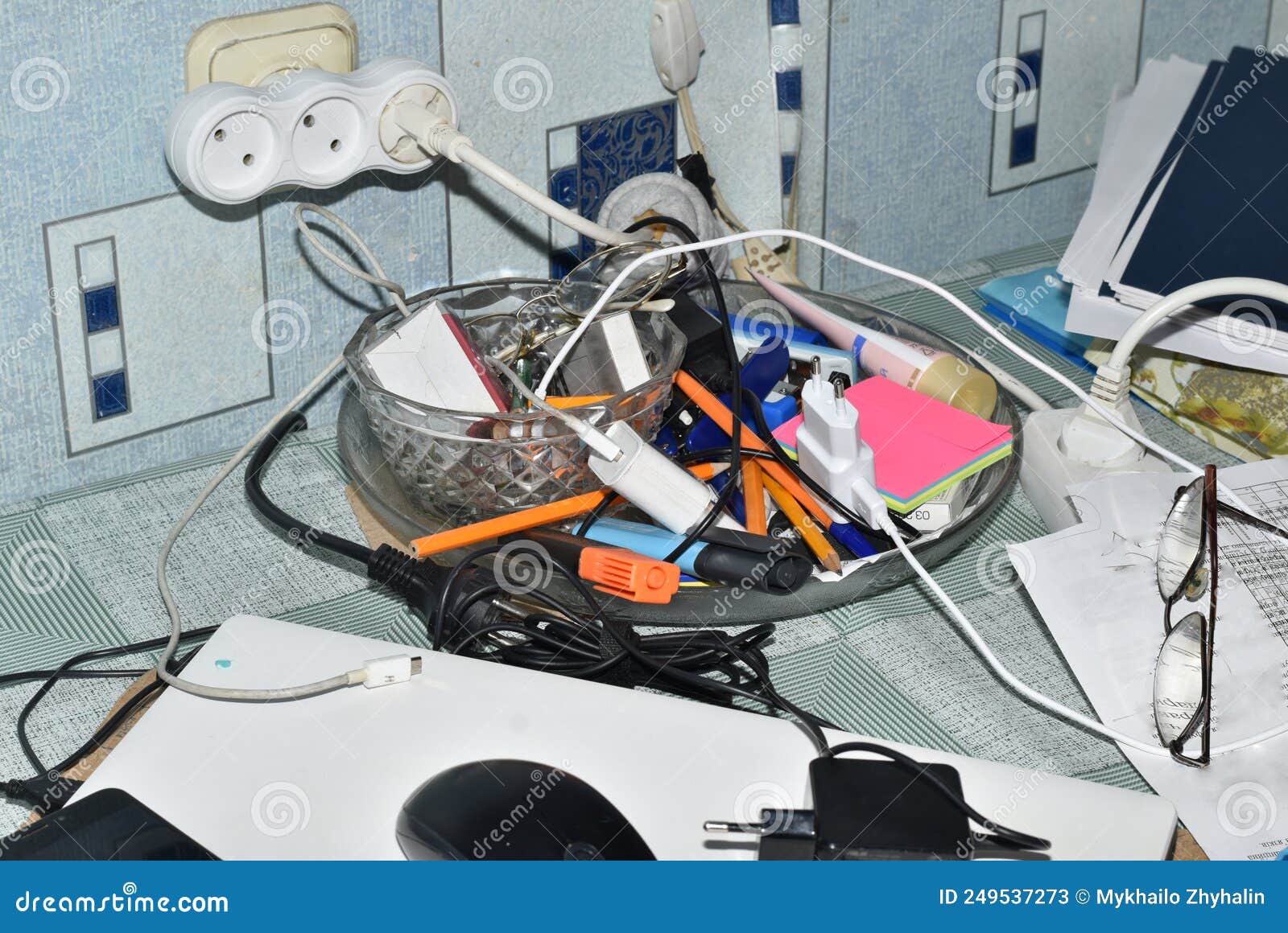 Work Clutter on the Table at Home Stock Image - Image of business ...
