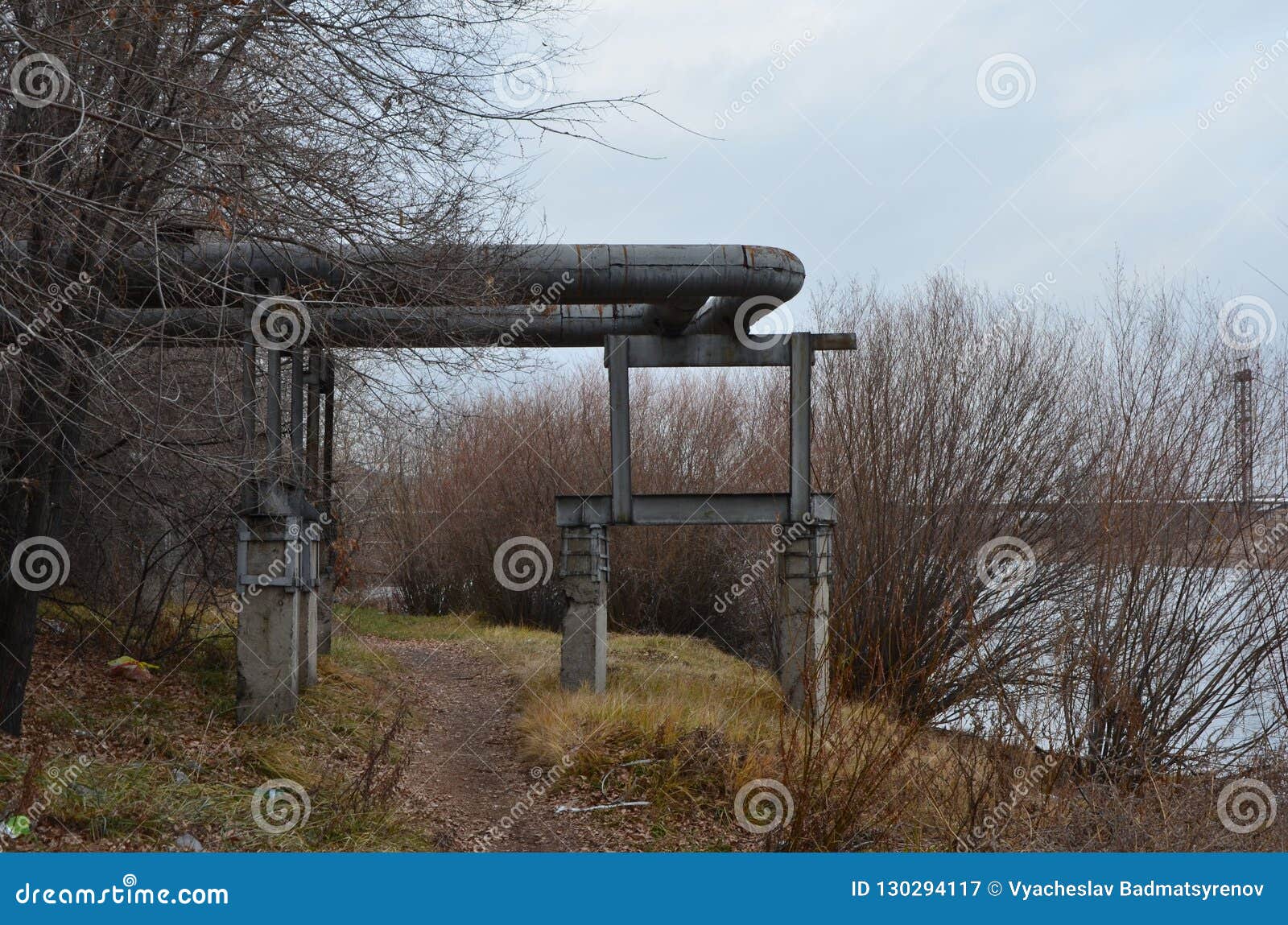 A Pipe Turn Over the Walkway Stock Image - Image of grass, engineering ...