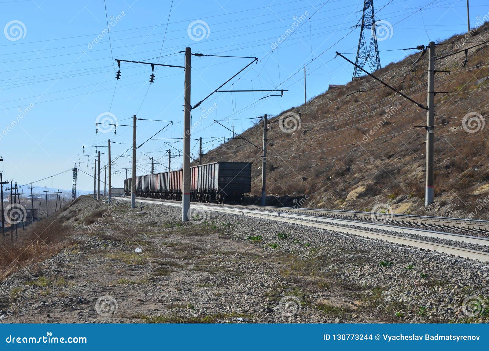 A tail of outgoing train stock photo. Image of nature - 130773244