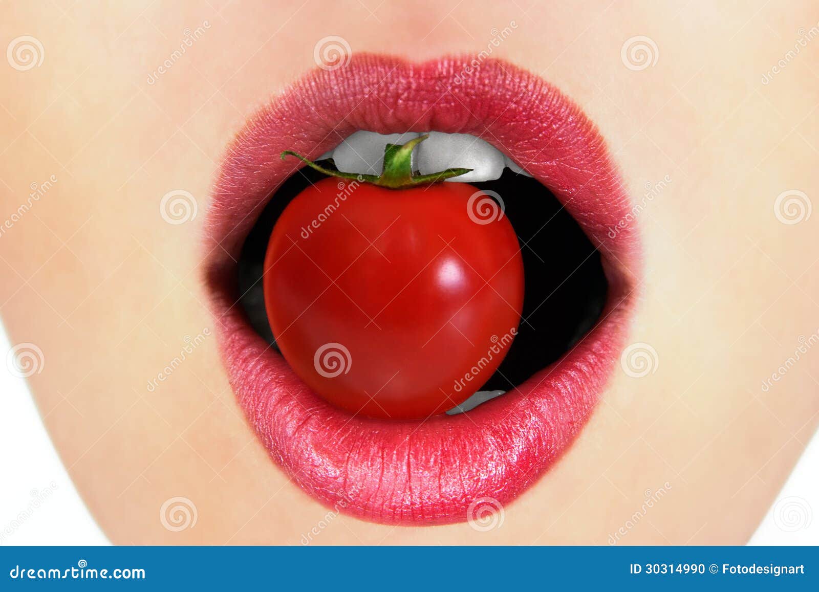 Lips with tomato stock photo. Image of food, face, girl - 30314990