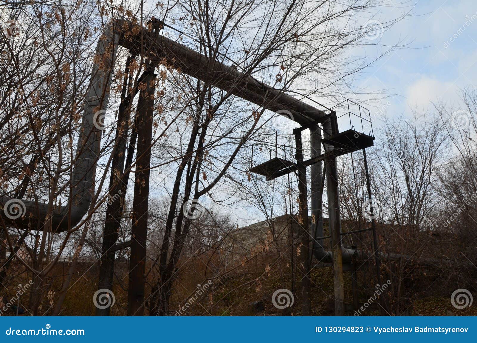 An Upper Pipe Turn Over the Walkway Stock Image - Image of engineering ...