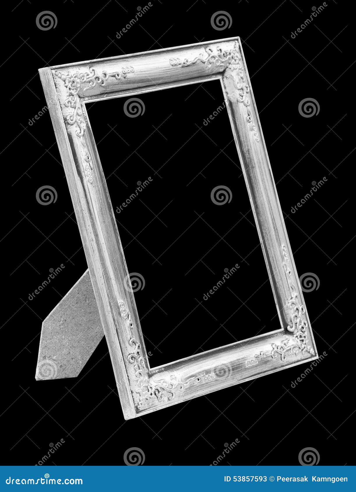 Picture Silver Frame Isolated on Black Stock Image - Image of gold ...