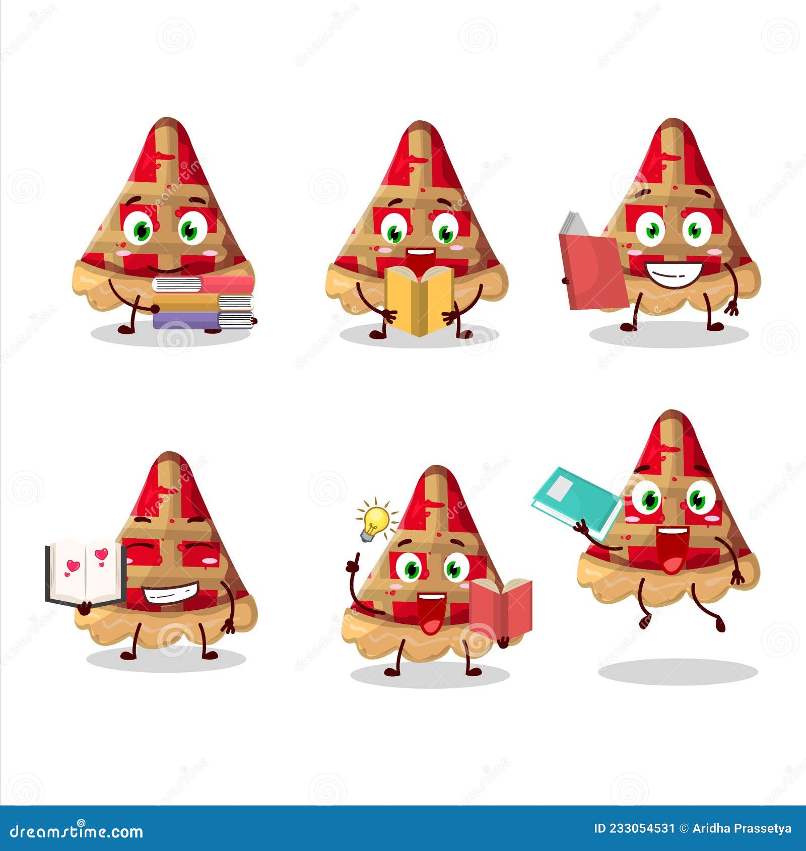 A Picture of Slice of Apple Pie Cartoon Character Concept Reading an ...
