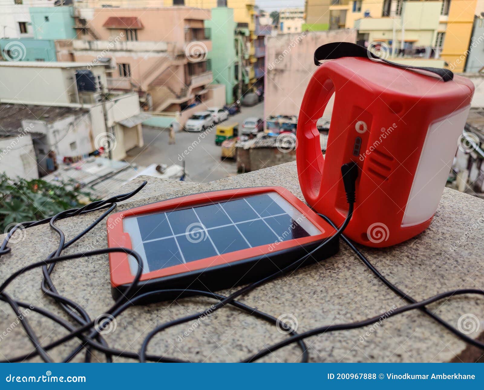 Picture of Small Size Red Color Solar Panel with Torch or Solar Lamp ...