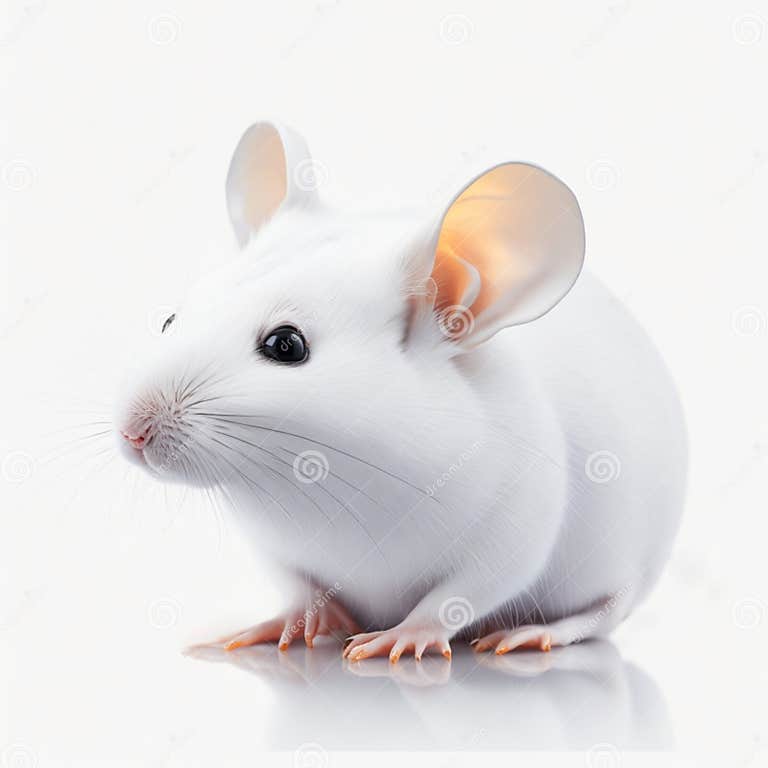 Picture of a Small White Mouse on a White Background Stock Illustration ...