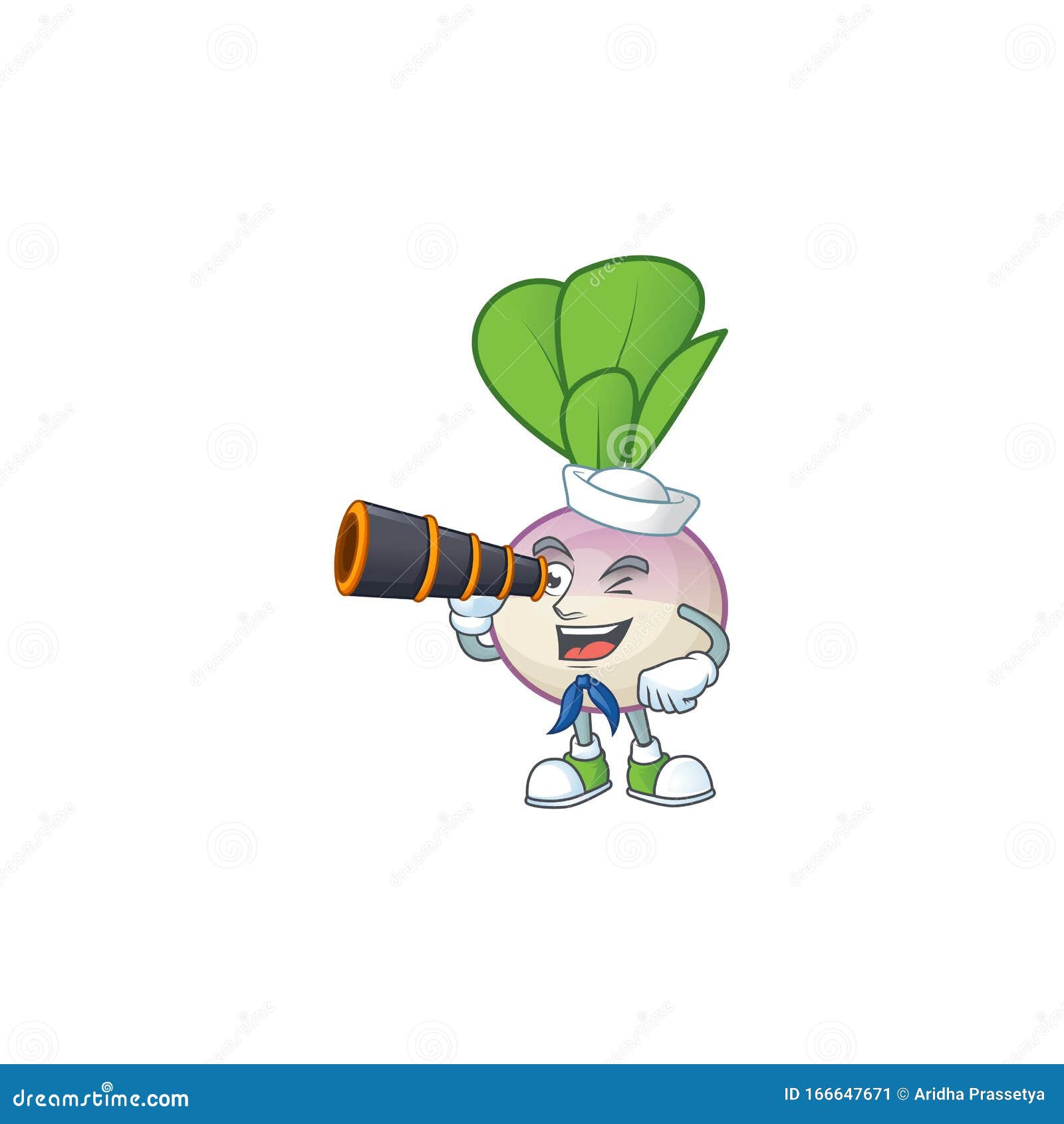 Picture of Smiling Happy Sailor Turnip with Binocular Stock Vector ...