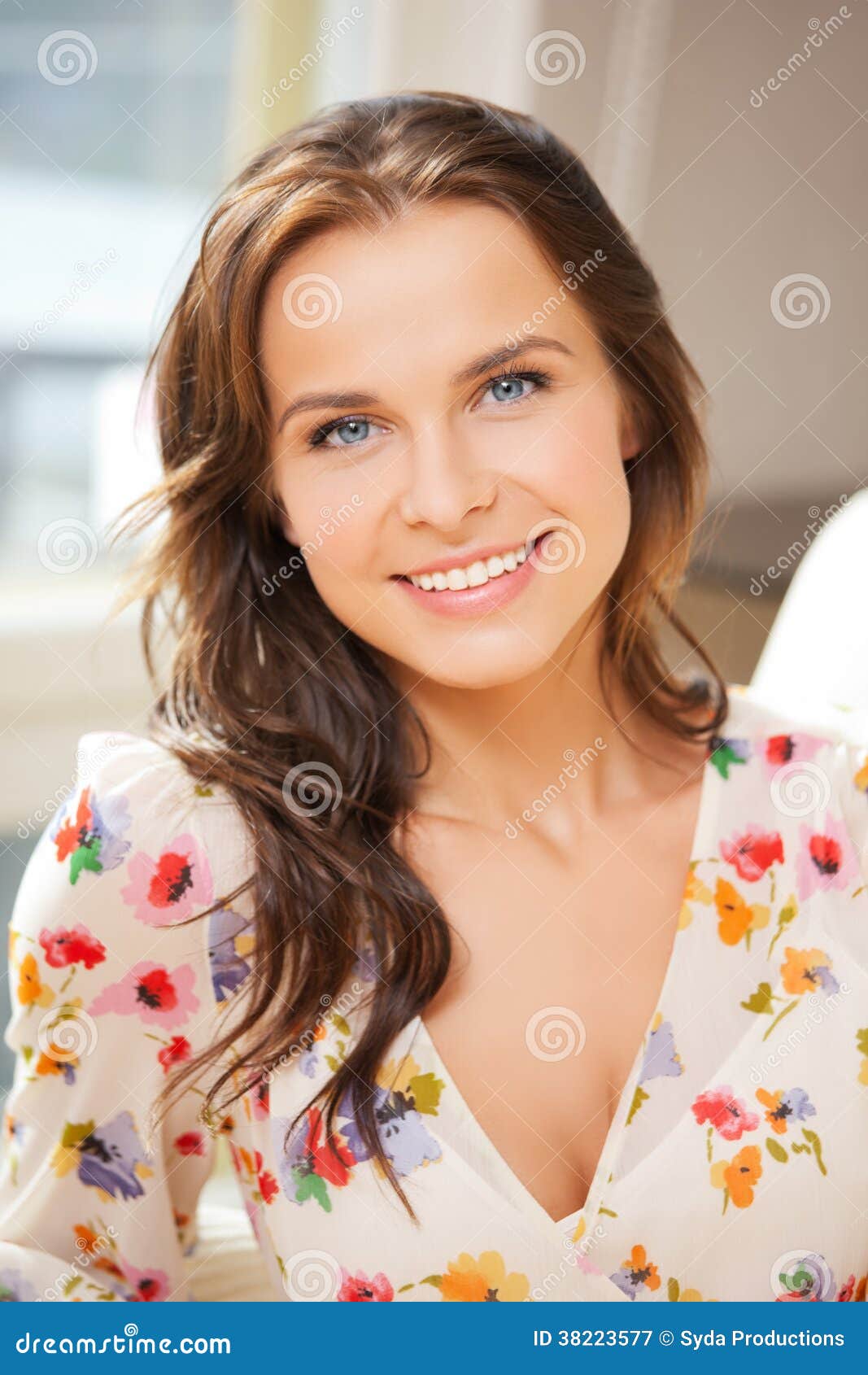 Picture of Smiling Woman at Home Stock Image - Image of adult, alone ...