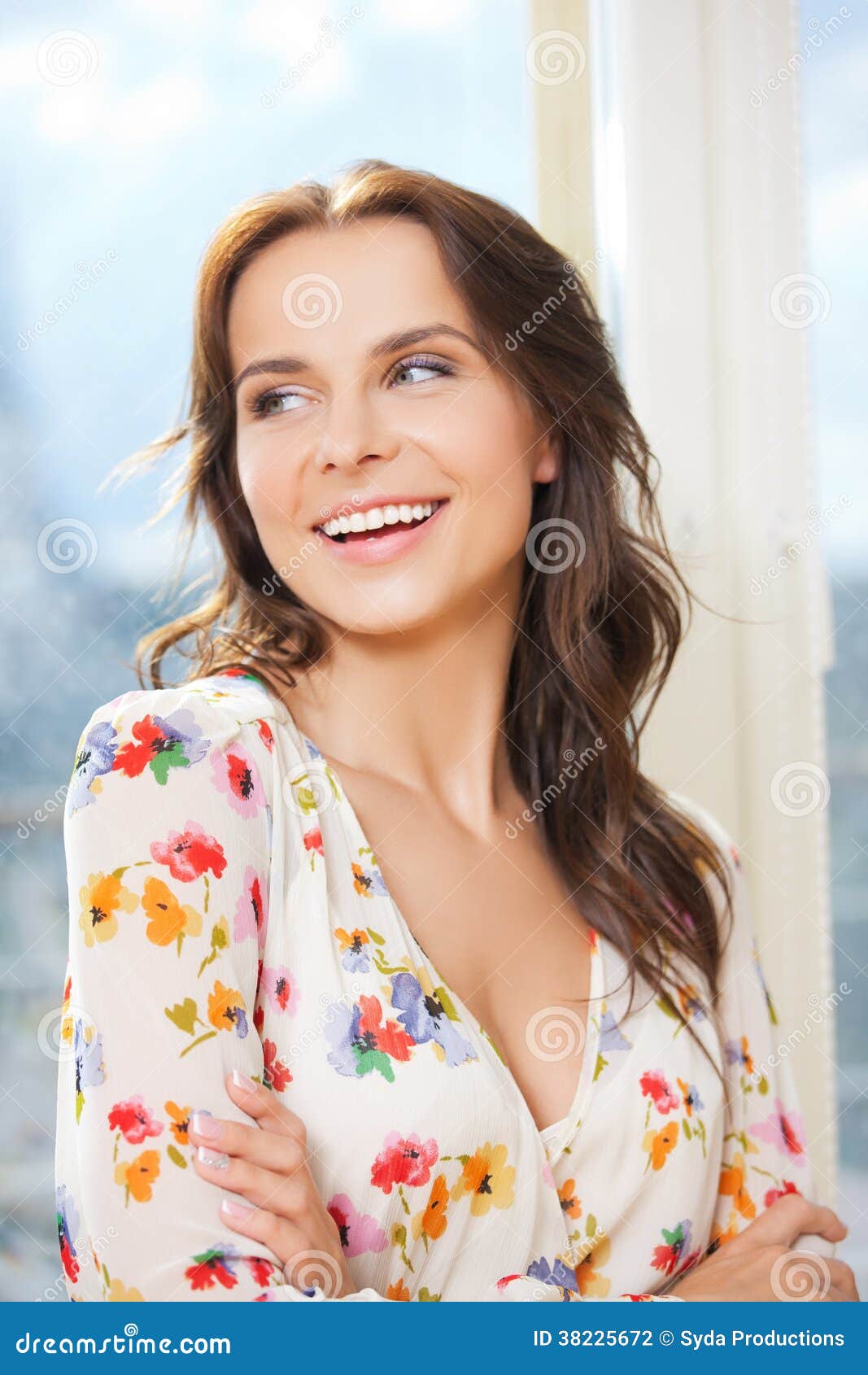 Picture of Smiling Woman at Home Stock Photo - Image of human, adorable ...