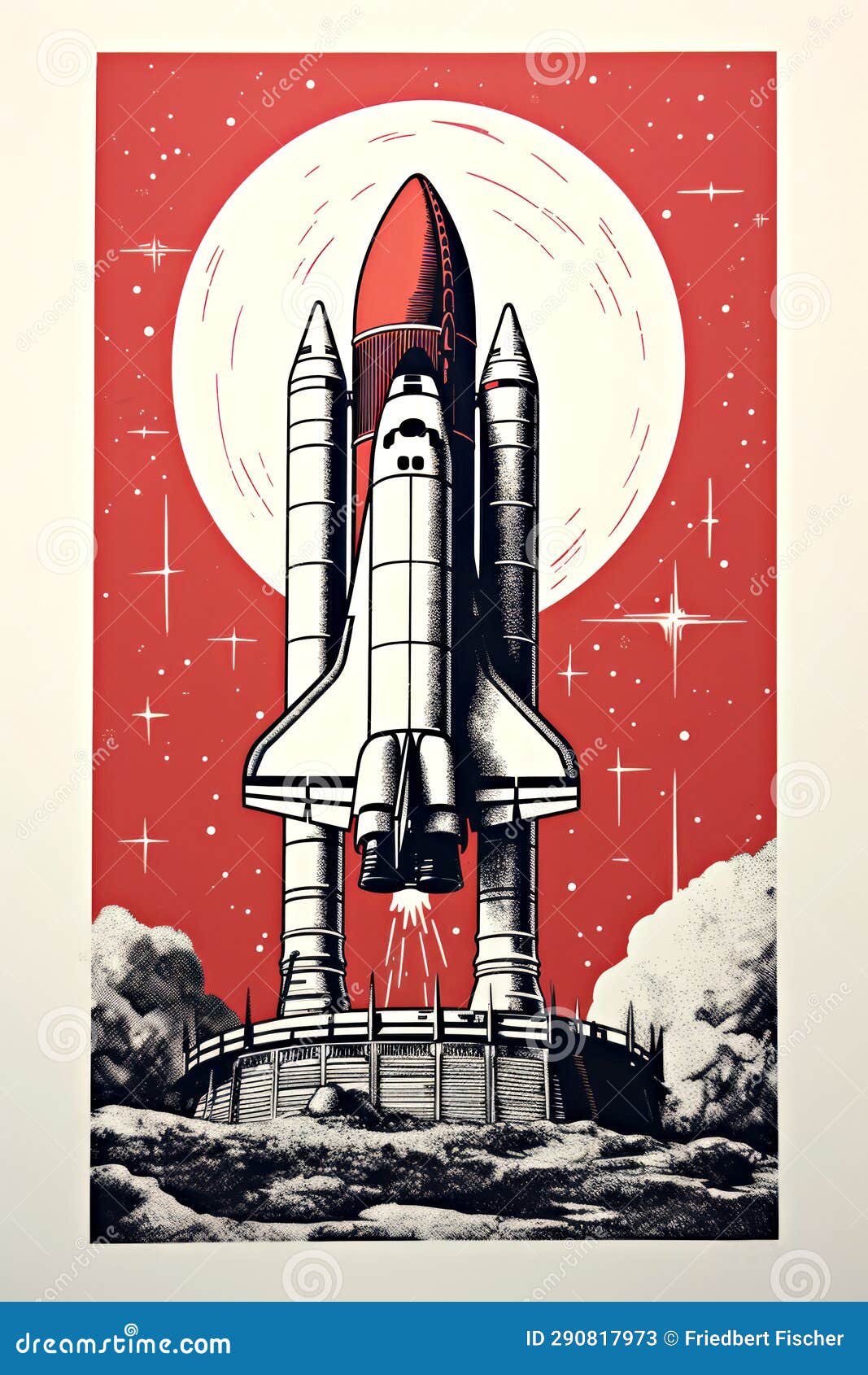 A Picture of a Space Shuttle on a Red Background. Stock Image - Image ...