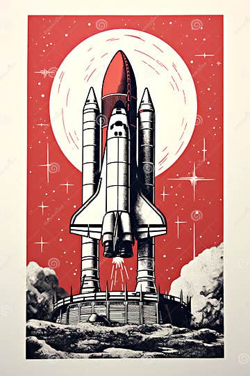 A Picture of a Space Shuttle on a Red Background. Stock Image - Image ...