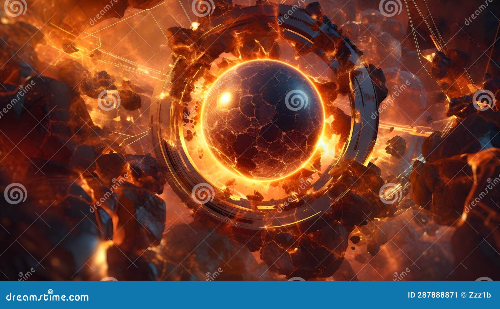 A Picture of a Sphere Surrounded by Fire, Quantum Inferno Concept ...