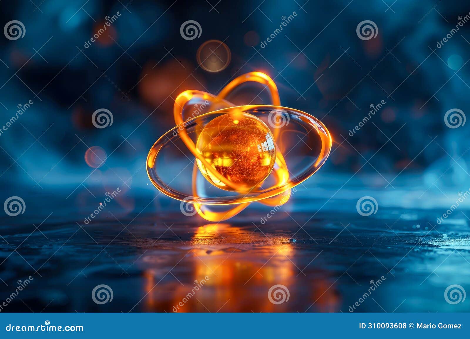 Picture of a Spinning Golden Atom Created with Generative AI Technology ...