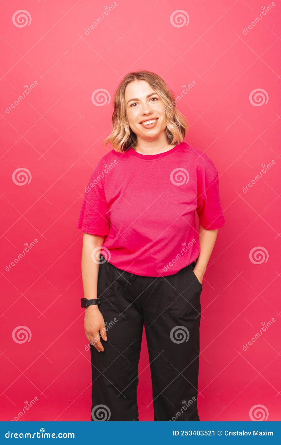 A Picture of a Standing Woman Looking at the Camera Stock Image - Image ...