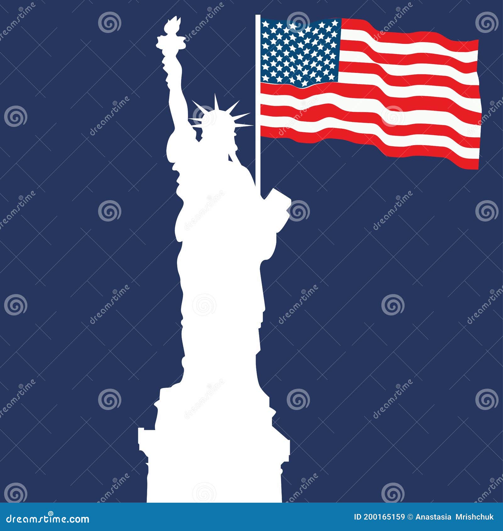 Picture of the Statue of Liberty on a Blue Background. Vector ...