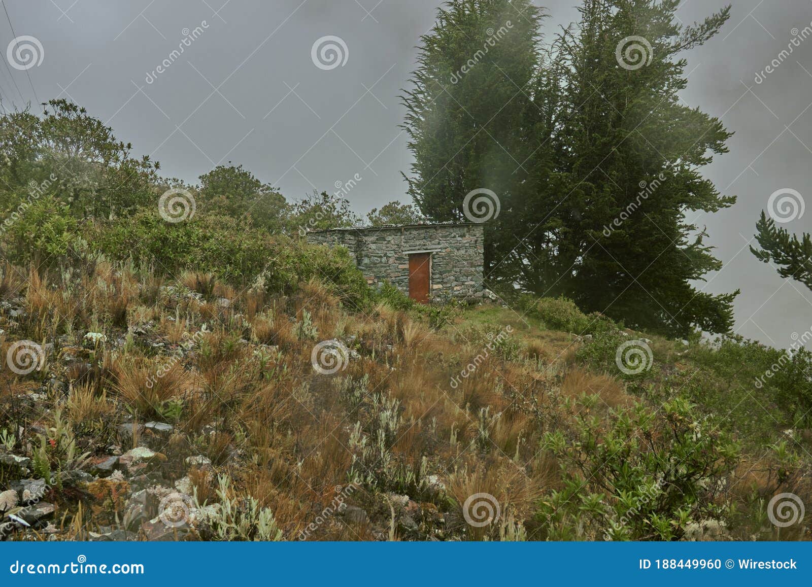 Picture of a Stone Structure on a Hill Against Trees Stock Photo ...