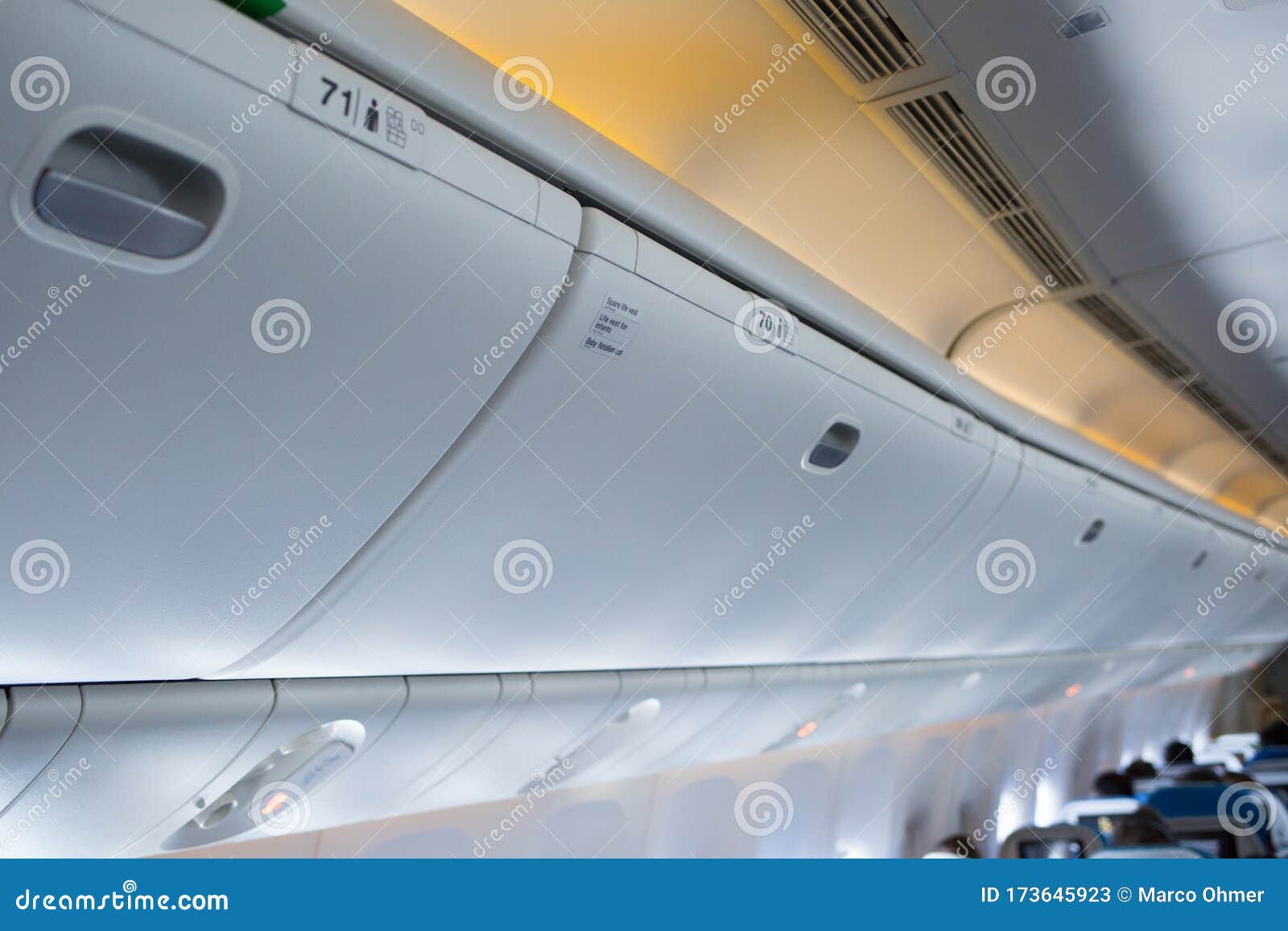 Storage Compartment in a Airplane Stock Image - Image of flight ...