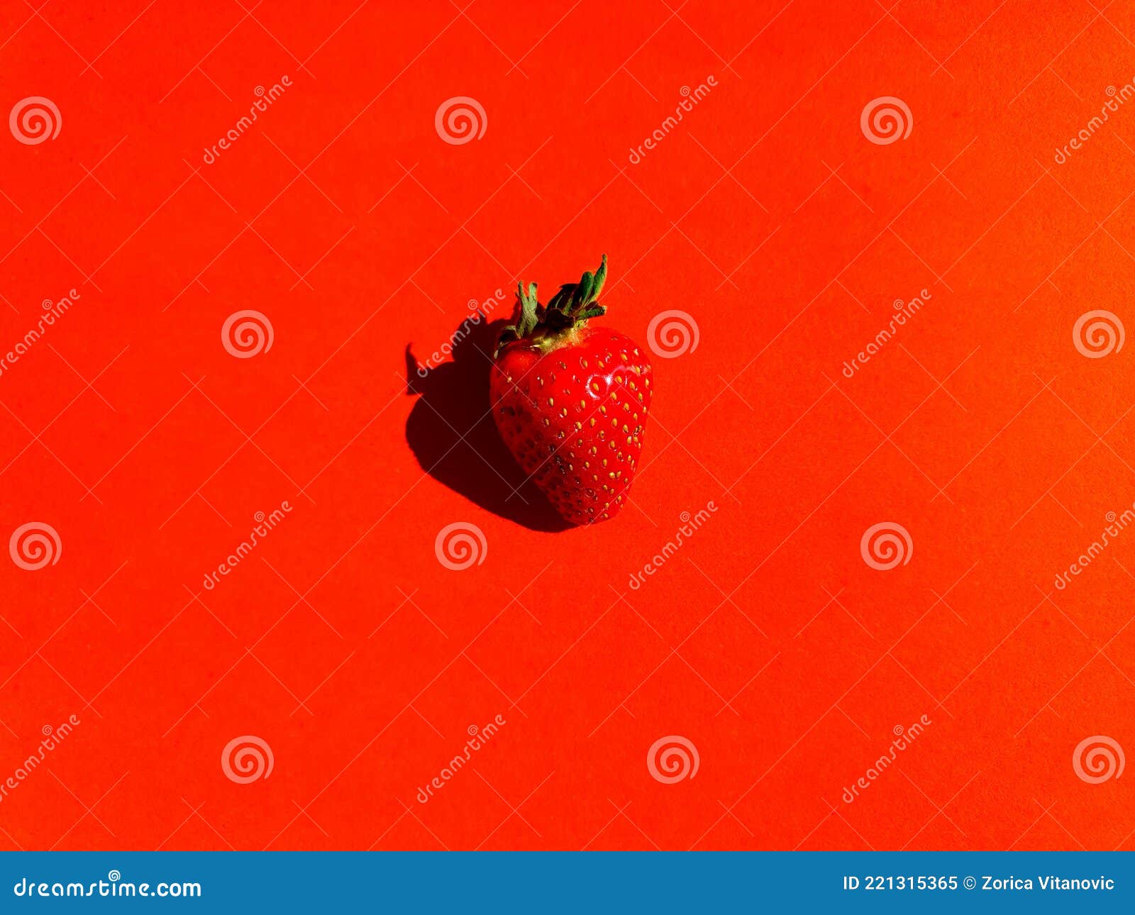 Strawberry with Shadow on Red Background Stock Image - Image of pink ...