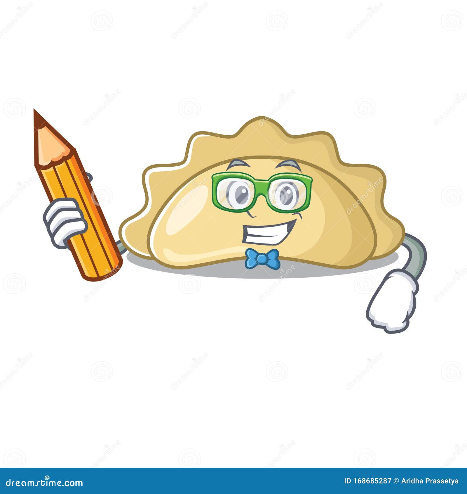 A Picture of Student Pierogi Character Holding Pencil Stock Vector ...