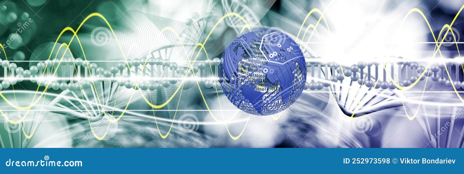 Picture of Stylized Dna Chains and Digital Globe Stock Illustration ...