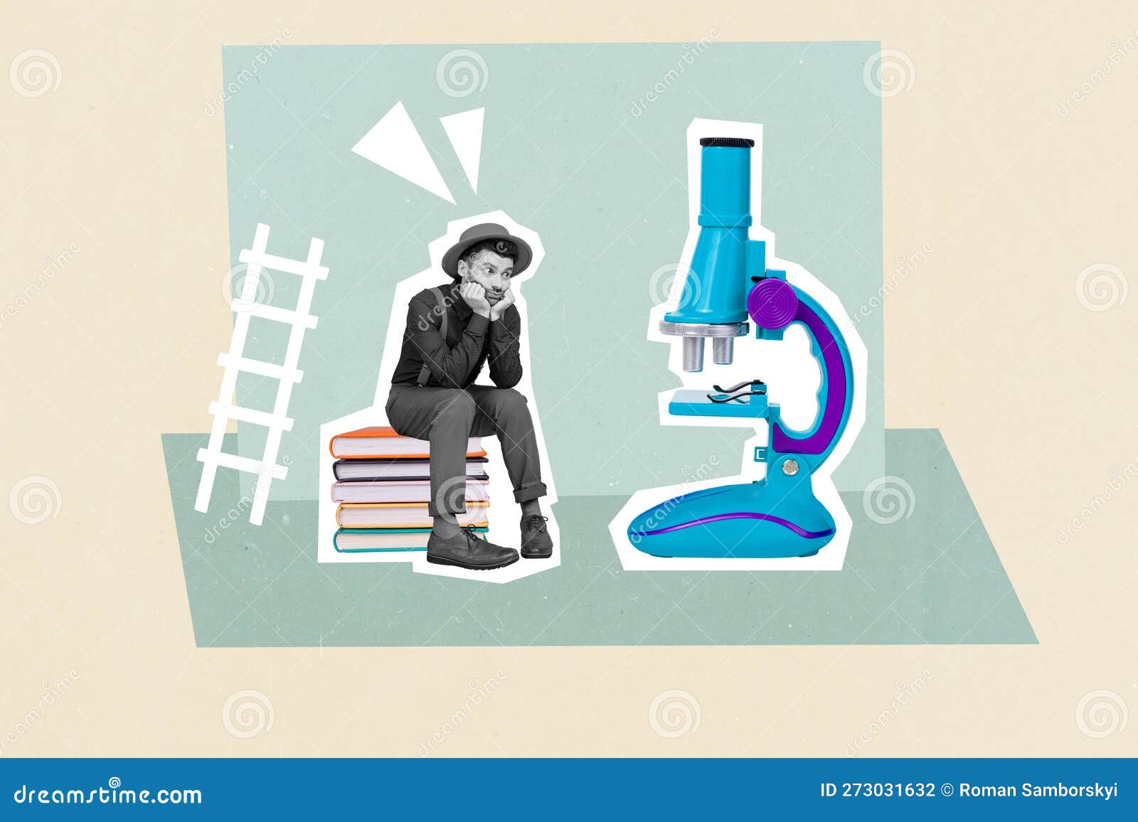 Picture Template Collage of Upset Gentleman Guy Sitting Book Learning ...