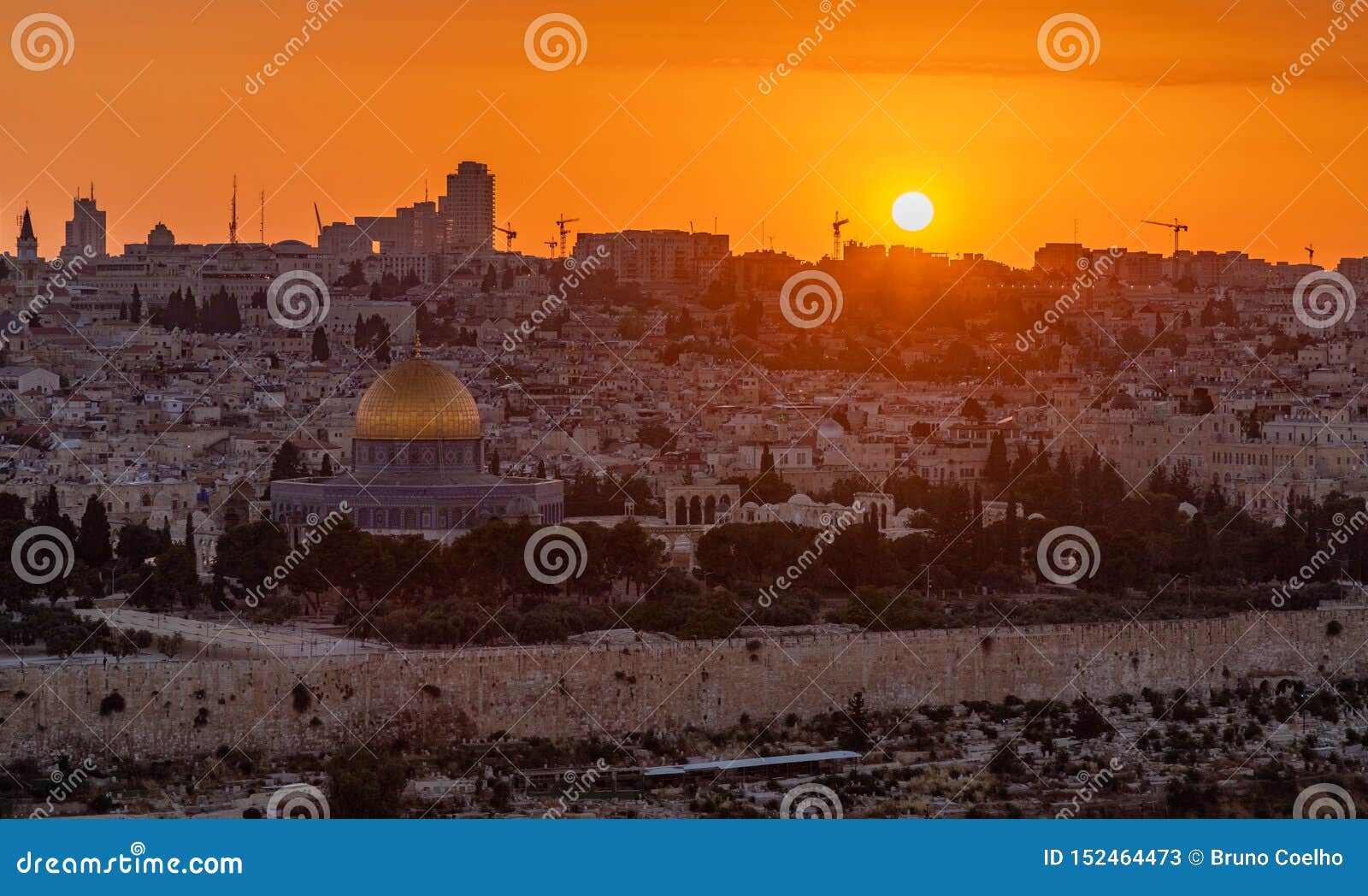 Temple Mount IV stock image. Image of dome, sunset, sunshine - 152464473