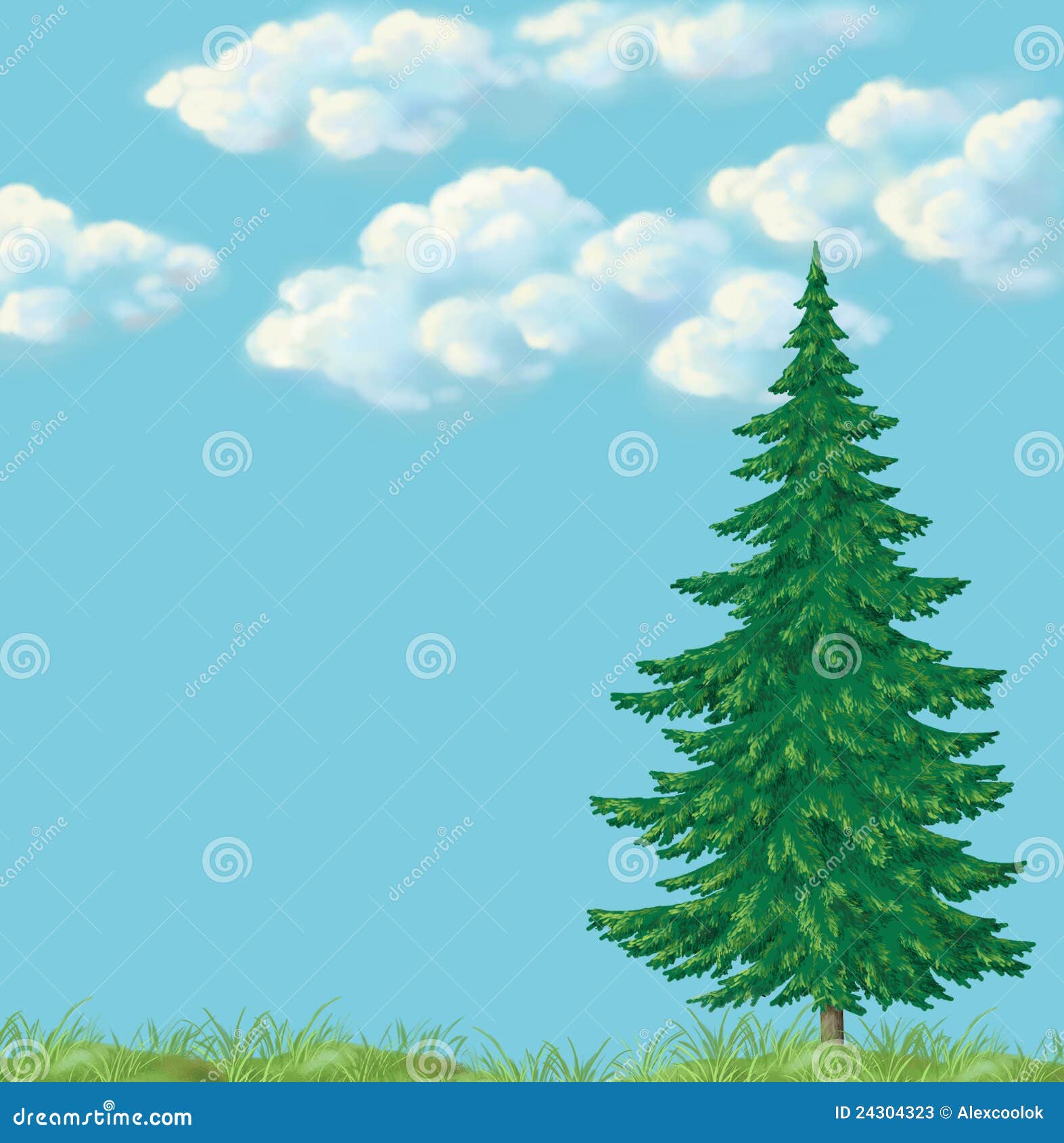 Picture, tree and sky stock illustration. Illustration of foliage ...
