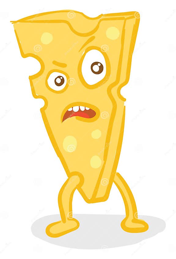 A Triangular Piece of Angry Cheese Standing Upright Vector or Color ...