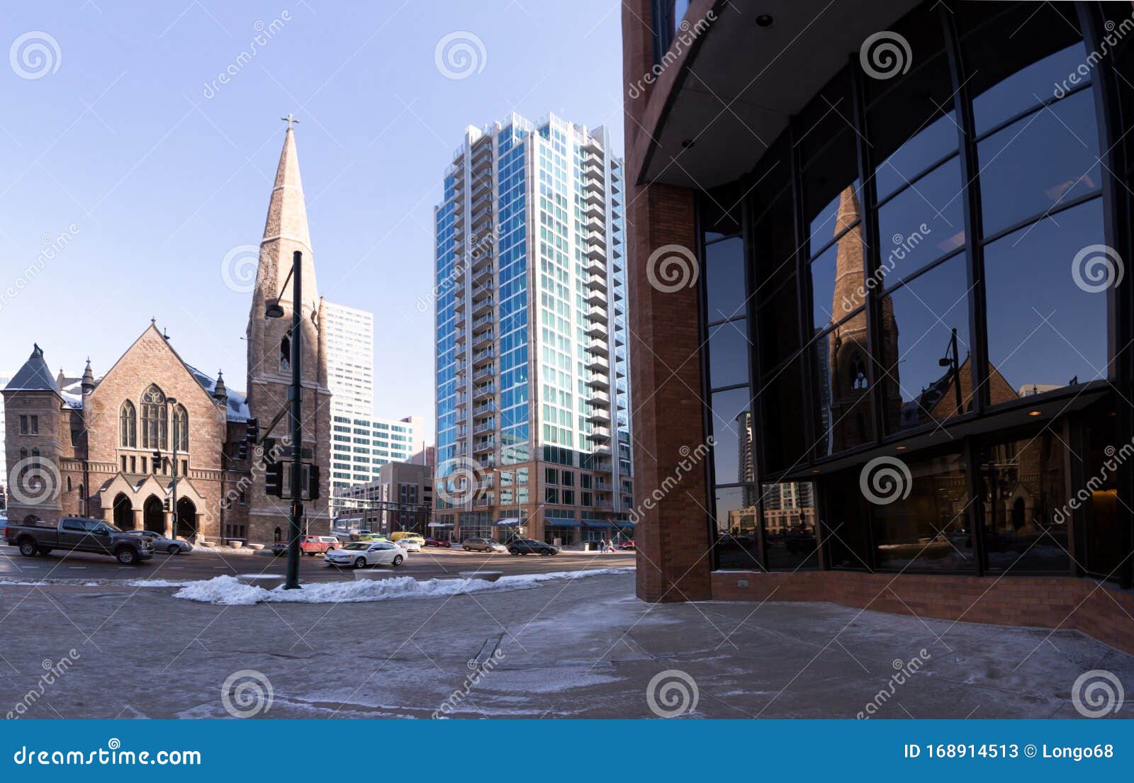 Picture of Trinity United Methodist Church in Denver in Winter Stock ...