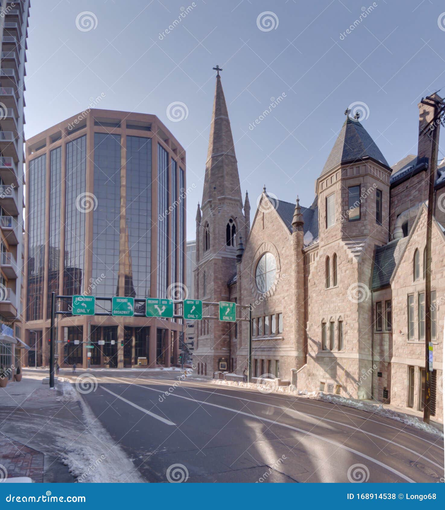 Picture of Trinity United Methodist Church in Denver in Winter Stock ...