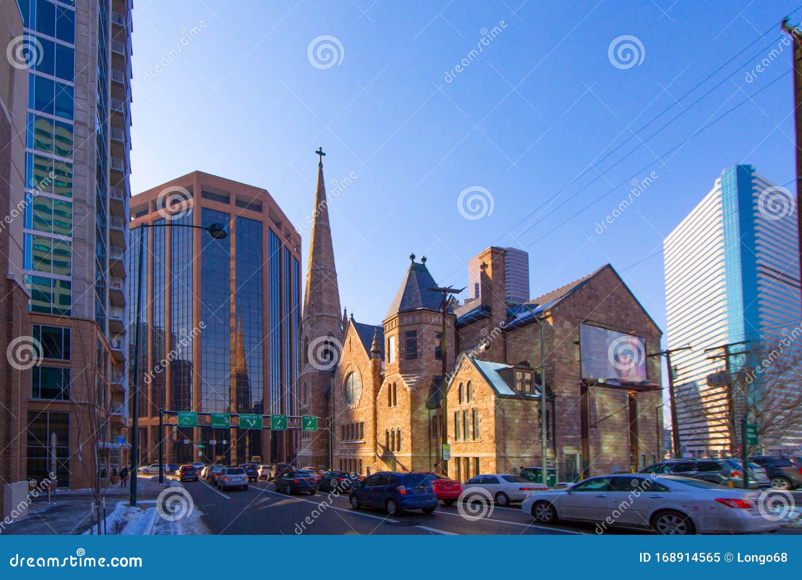Picture of Trinity United Methodist Church in Denver in Winter Stock ...