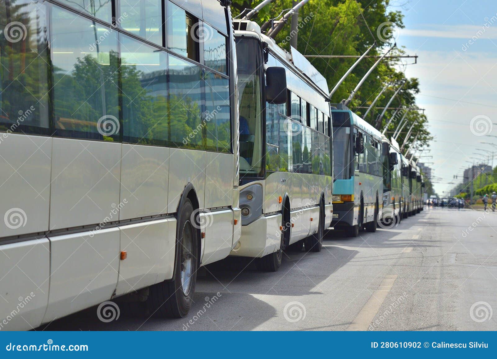 Trolleybuses from Bucharest Stuck in Traffic Stock Photo - Image of ...