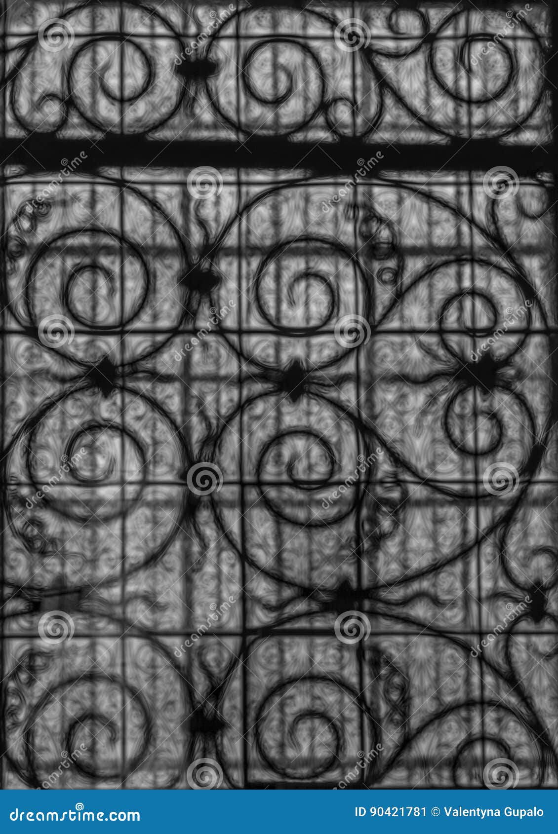 Picture of a Twisted Metal Grille through a Patterned Glass Stock Image ...