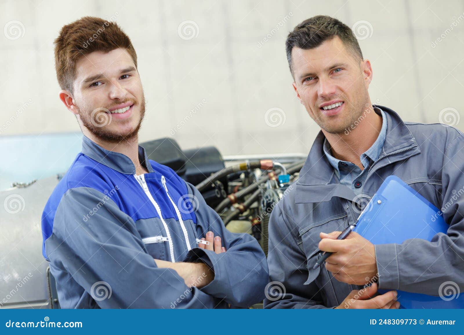 Picture Two Laborers Posing and Smiling Stock Image - Image of vehicle ...