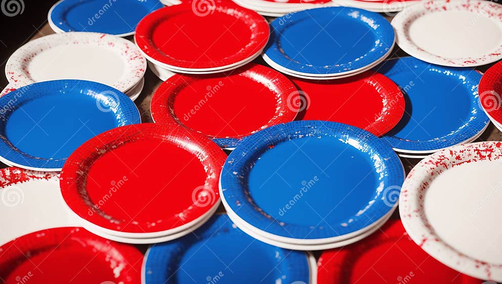 A Picture of a Uniquely Captivating Array of Red, White and Blue Plates ...
