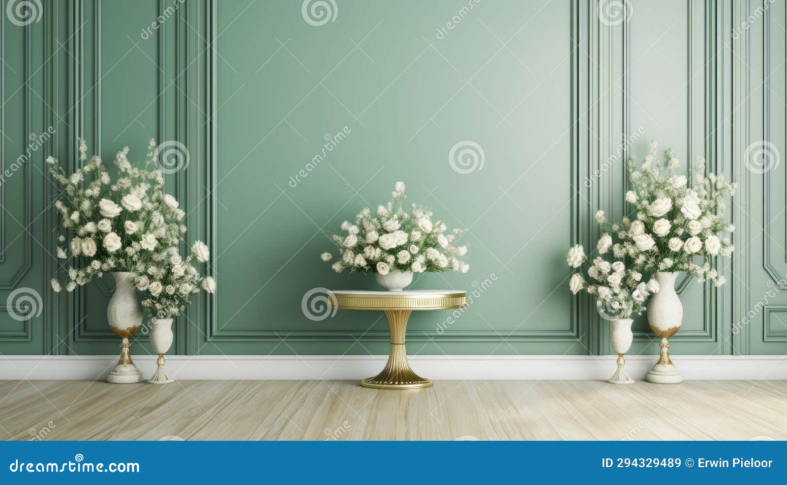Opulent Green Wedding Backdrop Stock Illustration - Illustration of ...