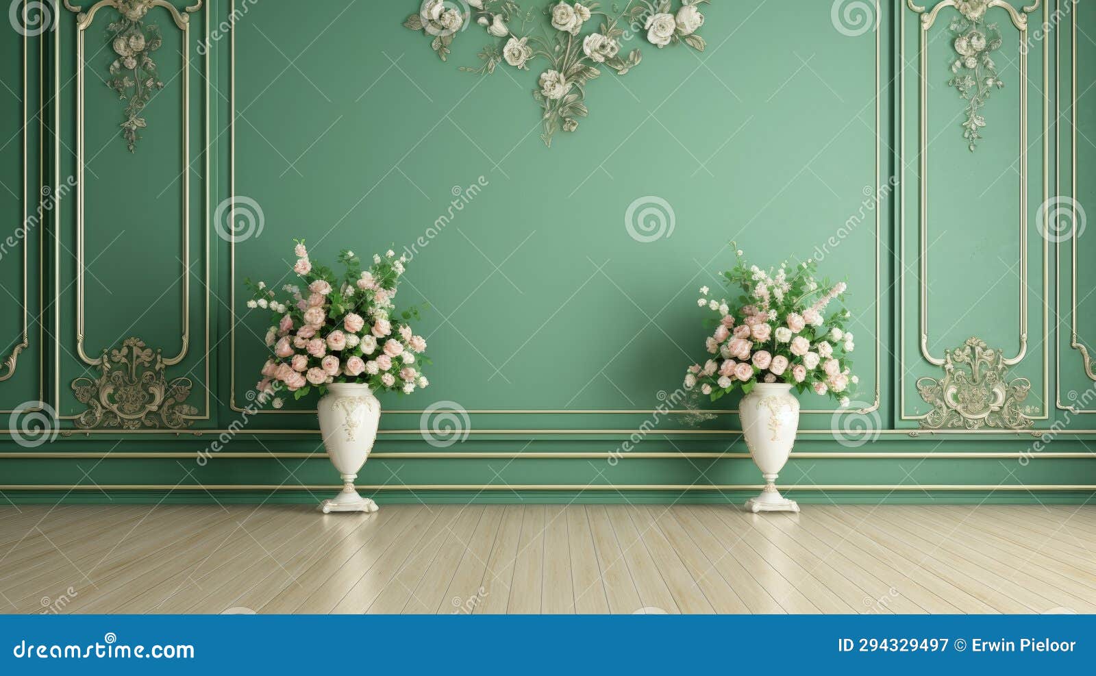 Regal Green Wedding Setting Stock Illustration - Illustration of ...