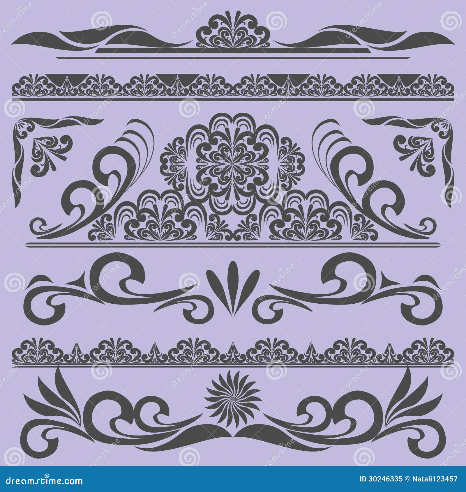 Vintage Borders & Design Elements - Vector Set. Stock Vector ...