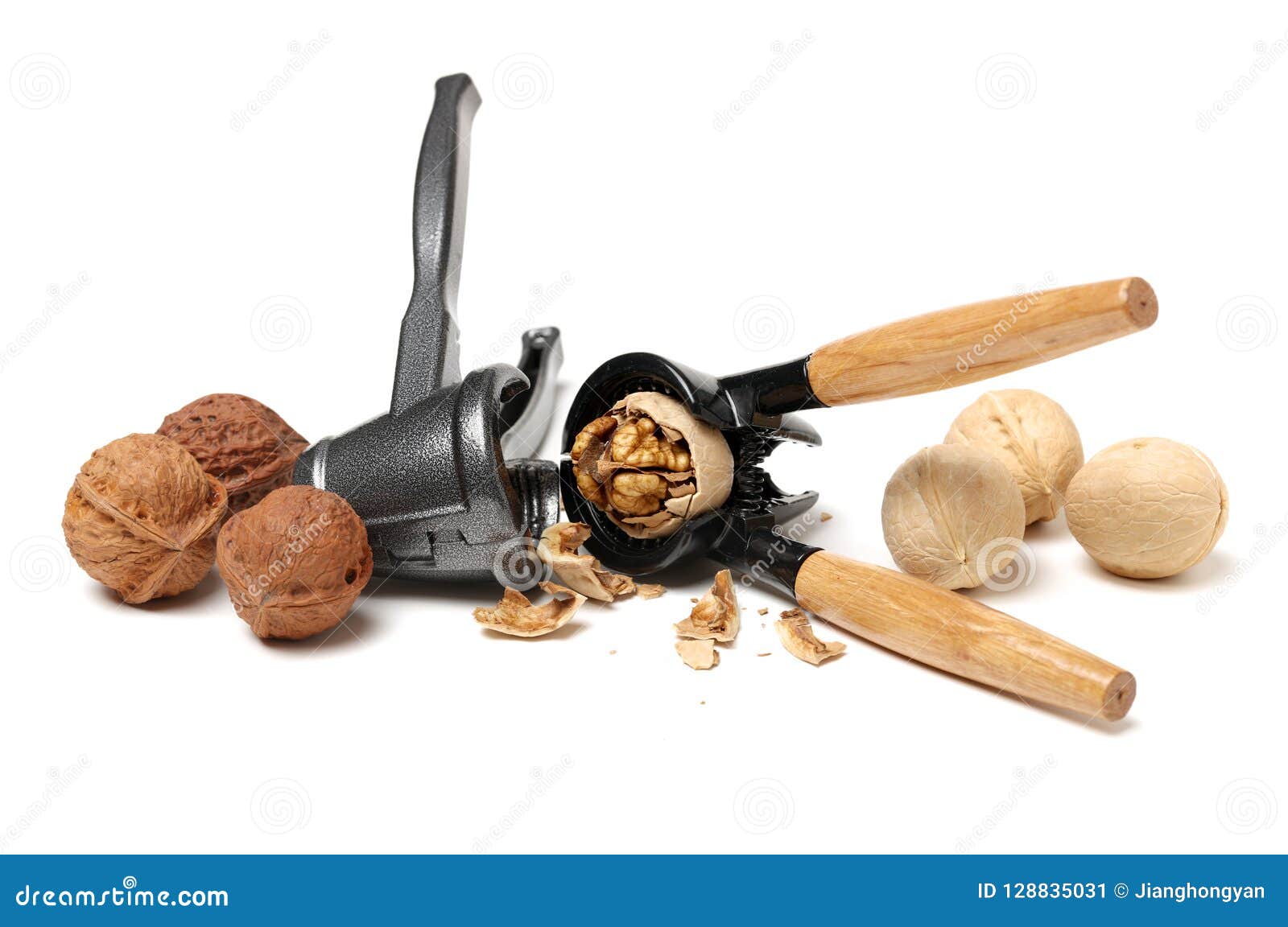 Picture of Walnut and a Cracked Walnut with Nutcracker Stock Image ...