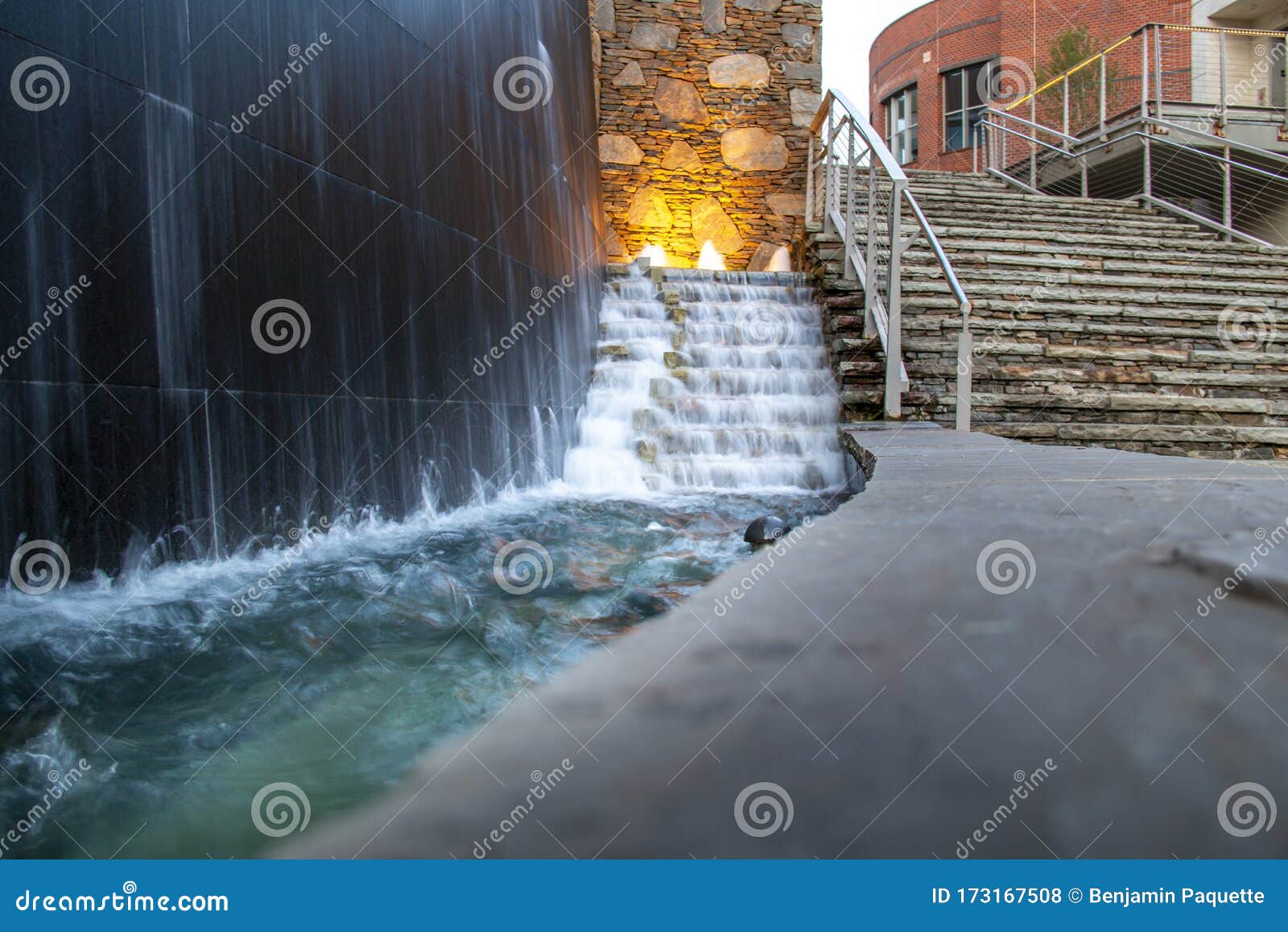 Waterfall on the Side of a Building Stock Photo - Image of building ...
