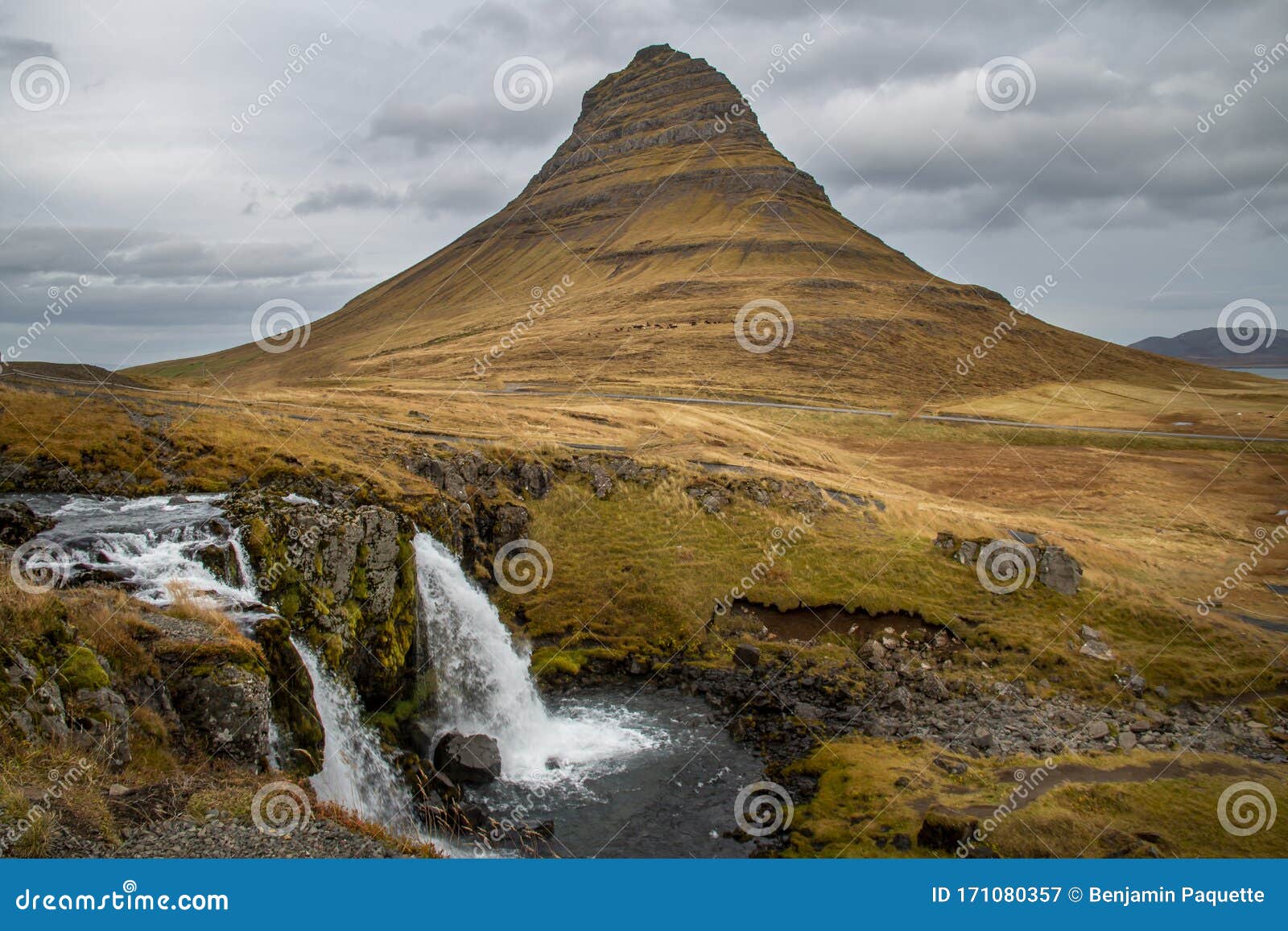 Waterfall by the Side of a Mountain Stock Image - Image of lava, view ...