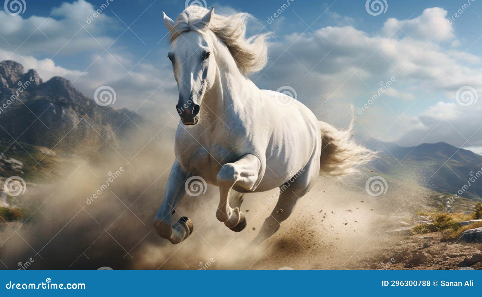 A Picture of the White Horse Rushing Stock Illustration - Illustration ...